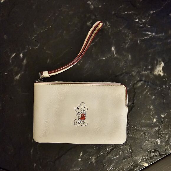 Coach | Bags | Coach X Disney Leather Mickey Mouse Corner Zip Wristlet ...